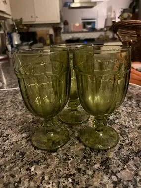 Libbey | Dining | Libby Duratuff Gibraltar Olive Green Goblet 7 6oz Usa ...